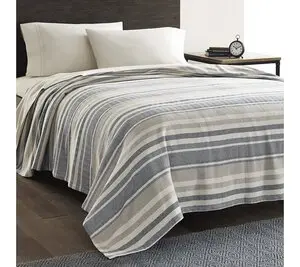 Eddie Bauer Herringbone Stripe Blue Cotton King Blanket - One-color
