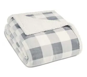 Eddie Bauer Mountain Plaid Grey Plush King Blan Ket - One-color