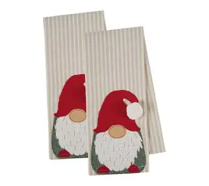 DESIGN IMPORTS Set/2 Gnome Embellished Kitchen Towels - One-color