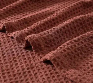 Eddie Bauer Solid Waffle Orange Cotton Full/que En Blanket