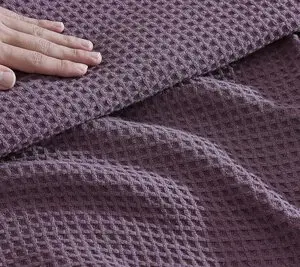 Eddie Bauer Solid Waffle Purple Cotton Full/que En Blanket