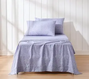 LUSH DECOR Retro Waves Sheet Set Violet 4-piece Twin, Twin-xl - One-color