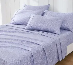 LUSH DECOR Retro Waves Sheet Set Violet 6-piece Set Queen