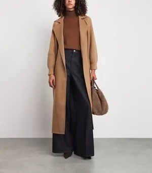 Max Mara Camelwool Knitted-sleeve Wrap Coat