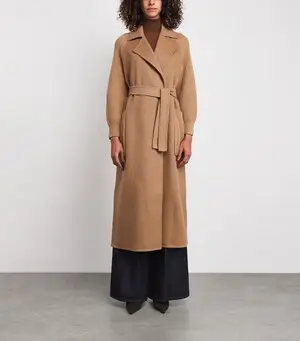Max Mara Camelwool Knitted-sleeve Wrap Coat