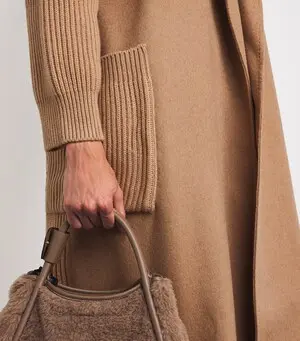 Max Mara Camelwool Knitted-sleeve Wrap Coat