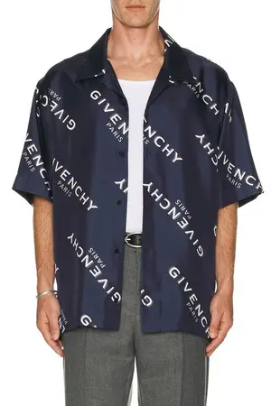 Givenchy Bowling Shirt In Blue - Navy
