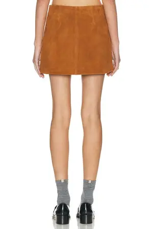 Marc Jacobs Suede Box Pleat Mini Skirt - Copper