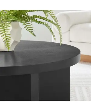 MODWAY Silas Round Wood Coffee Table - Black