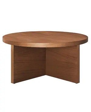 MODWAY Silas Round Wood Coffee Table - Walnut