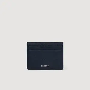 Sandro Grained Leather Cardholder - Navy Blue
