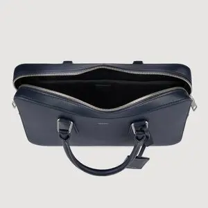Sandro Grained Leather Briefcase - Navy Blue