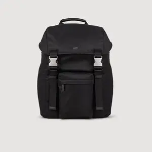 Sandro Recycled Leather Backpack - Black