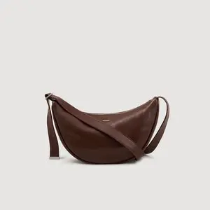 Sandro Small Leather Crossbody Bag - Cognac