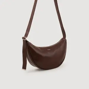 Sandro Small Leather Crossbody Bag - Cognac