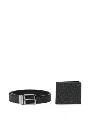 Michael Kors Monogram Wallet And Belt Set - Black