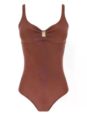 LYGIA & NANNY Clasp-detail One-piece Swimsuit - Brown