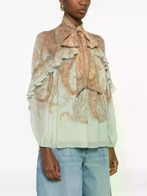 Zimmermann Paisley-print Ruffled Blouse - Blue