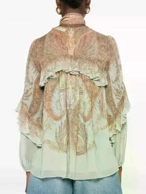 Zimmermann Paisley-print Ruffled Blouse - Blue