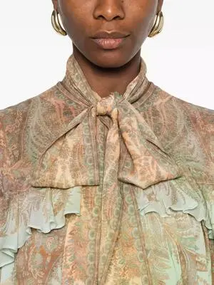 Zimmermann Paisley-print Ruffled Blouse - Blue