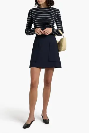 Vince Striped Cotton And Modal-blend Jersey Top - Navy