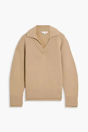 Vince Layered Wool And Cashmere-blend Polo Sweater