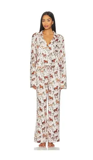 Show Me Your Mumu Classic Pj Set In Cream - Country Horses