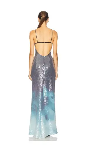 SAU LEE Sequined Mesh Maxi Dress