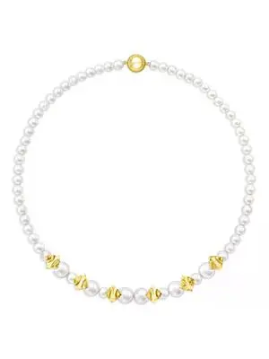 TASAKI 18k Yellow Gold M/g Square Leaf Pearl Necklace - White