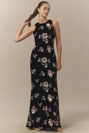 Mac Duggal High-neck Velvet Column Maxi Dress