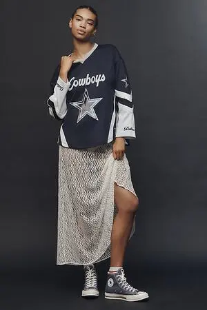 THE WILD COLLECTIVE Long-sleeve Sequin Jersey Top - Dallas Cowboys