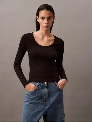 Fitted Cotton Long Sleeve Tops for Women
