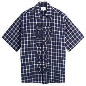 Rhude Center Logo Button Up Shirt - Navy/white