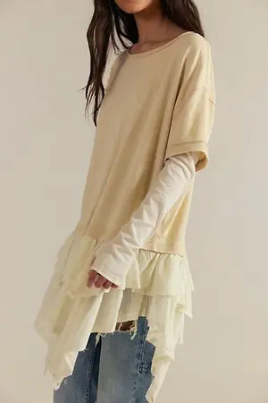 Free People We The Free Tattered Love Tee - Summer Sand Combo