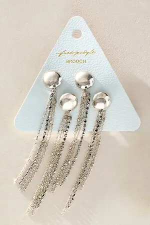 Free People Brandy Fringe Pin Set - Silver