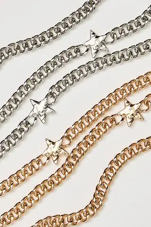 Free People Star Shine Chain Belt - Silver Lining