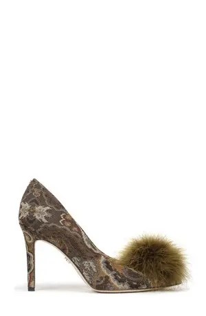Sam Edelman Hazel Feather Embellished Pumps - Olive Multi
