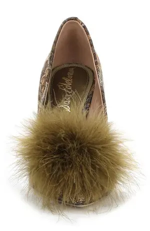 Sam Edelman Hazel Feather Embellished Pumps - Olive Multi