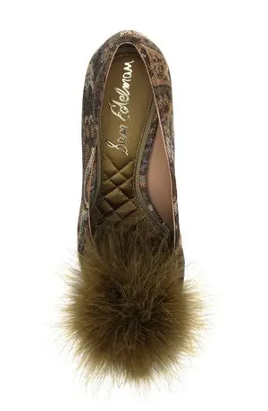 Sam Edelman Hazel Feather Embellished Pumps - Olive Multi