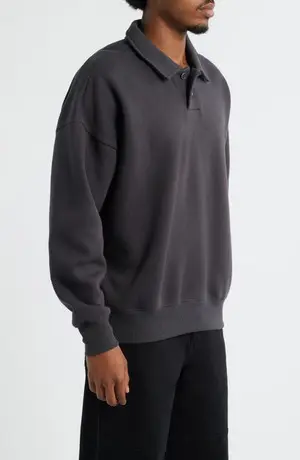 Bp. Fleece Polo Sweatshirt - Black Faded