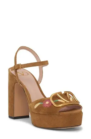 Valentino Garavani Vlogo Embroidered Platform Sandals