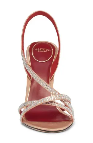 Valentino Garavani Crystal Embellished Slingback Sandal - Beige Couture/crystal