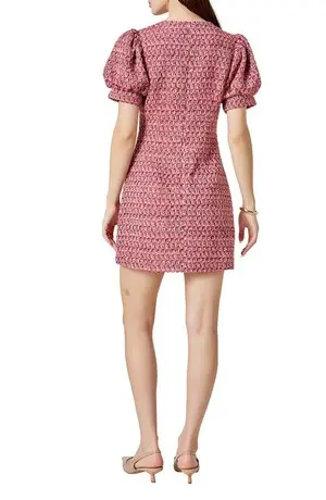 Endless Rose Puff Sleeve Tweed Minidress - Berry Multi