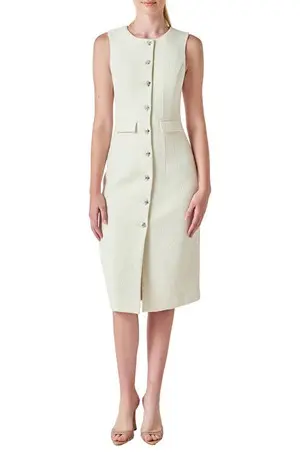Endless Rose Sleeveless Tweed Midi Sheath Dress
