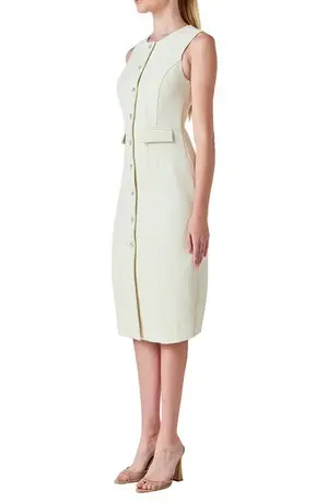 Endless Rose Sleeveless Tweed Midi Sheath Dress