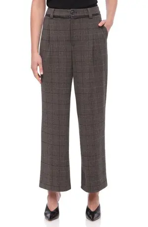 Bagatelle Pleated Plaid Crop Trousers