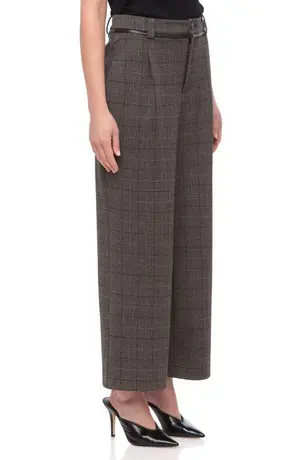 Bagatelle Pleated Plaid Crop Trousers