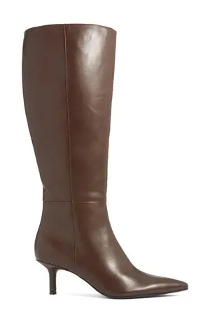 OPEN EDIT Elara Pointed Toe Knee High Boots - Brown Chocolate