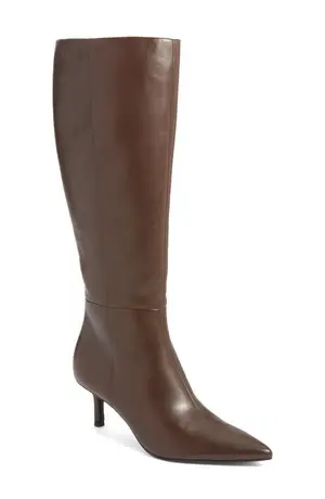 OPEN EDIT Elara Pointed Toe Knee High Boots - Brown Chocolate