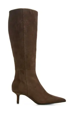 OPEN EDIT Elara Pointed Toe Knee High Boots - Brown Oak